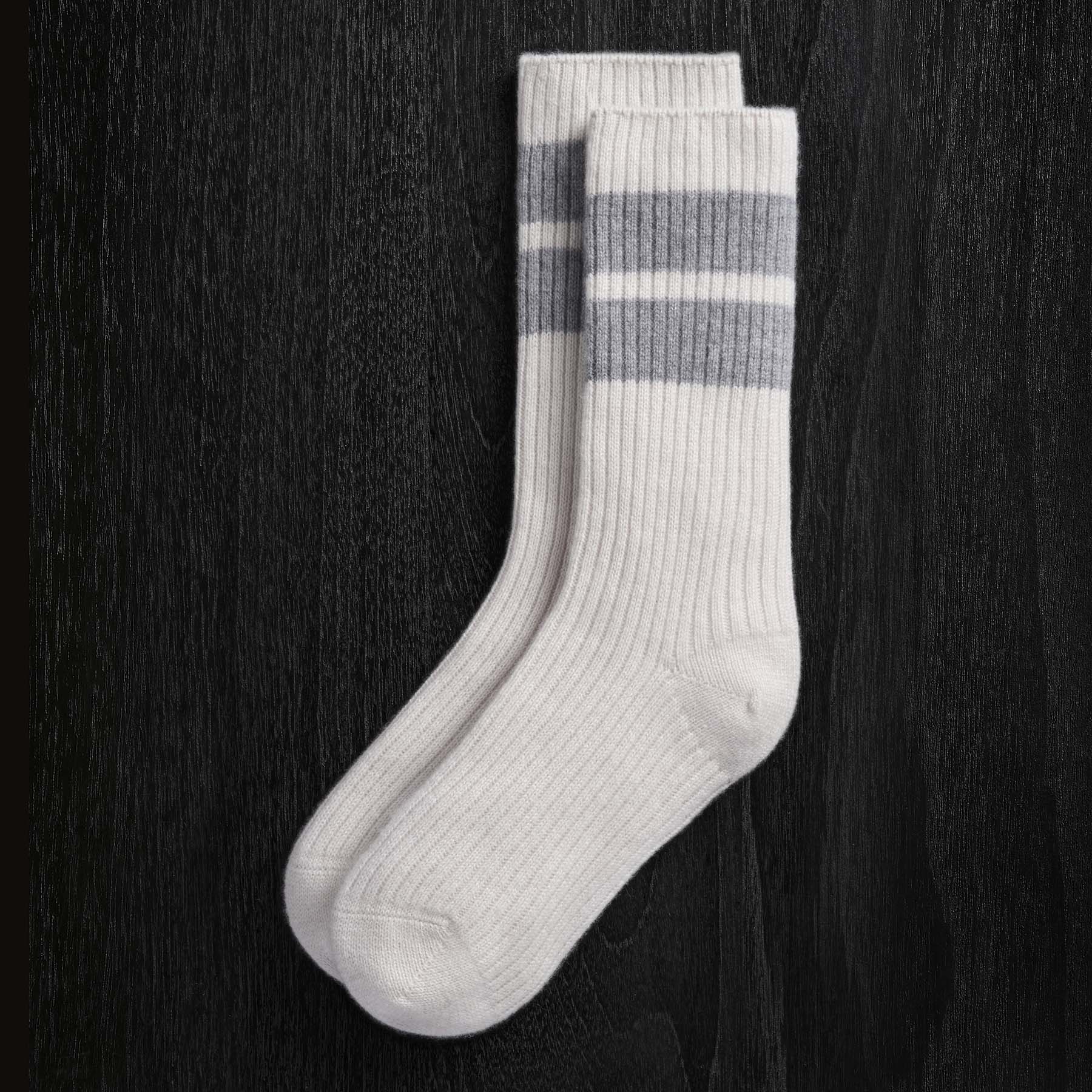 Long Chunky Cashmere Sock - Pearl/Heather Grey | James Perse Los Angeles