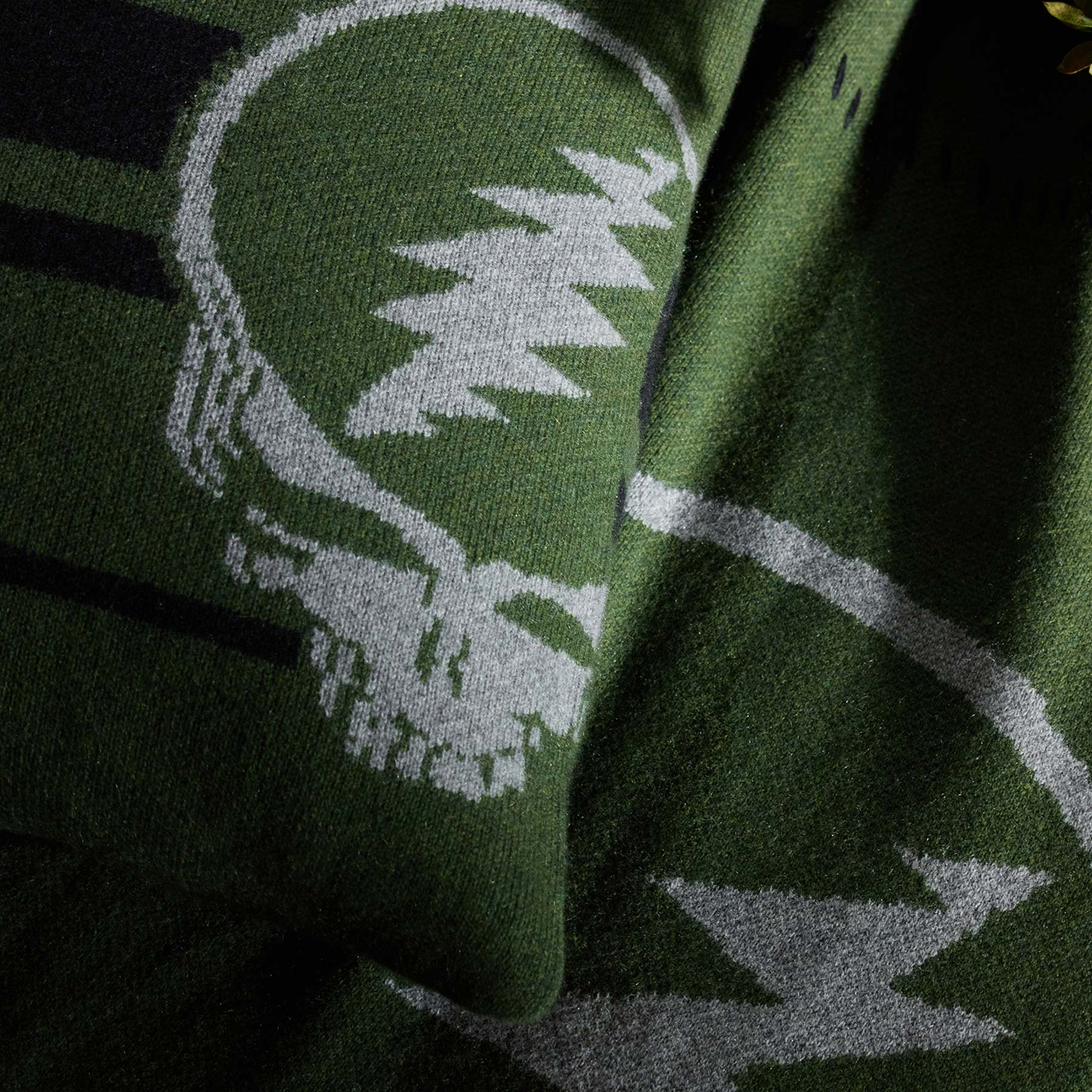 Grateful Dead Cashmere Blanket - Military Green/Grey Smoke/Black ...