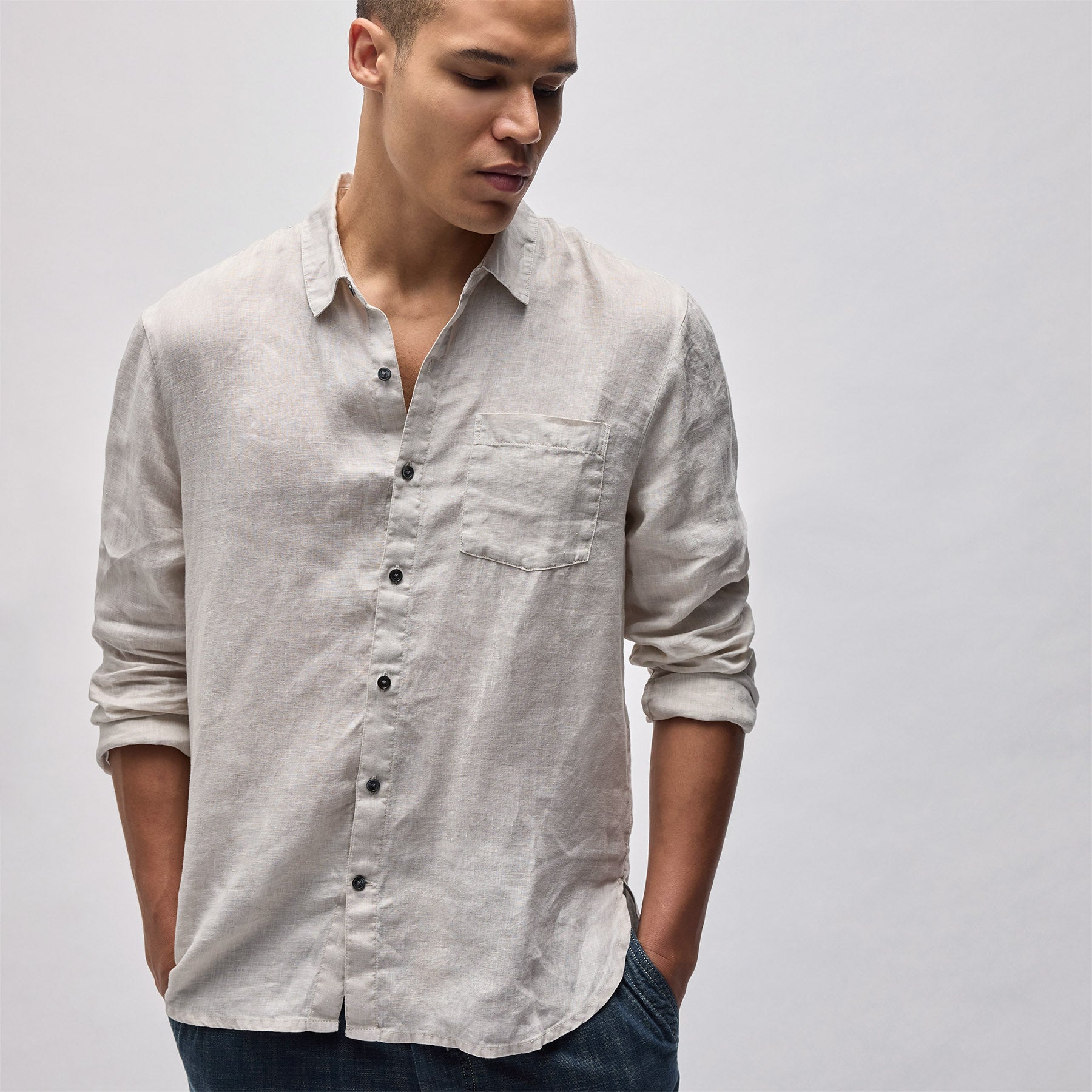 Lightweight Linen Shirt - Salt Pigment | James Perse Los Angeles