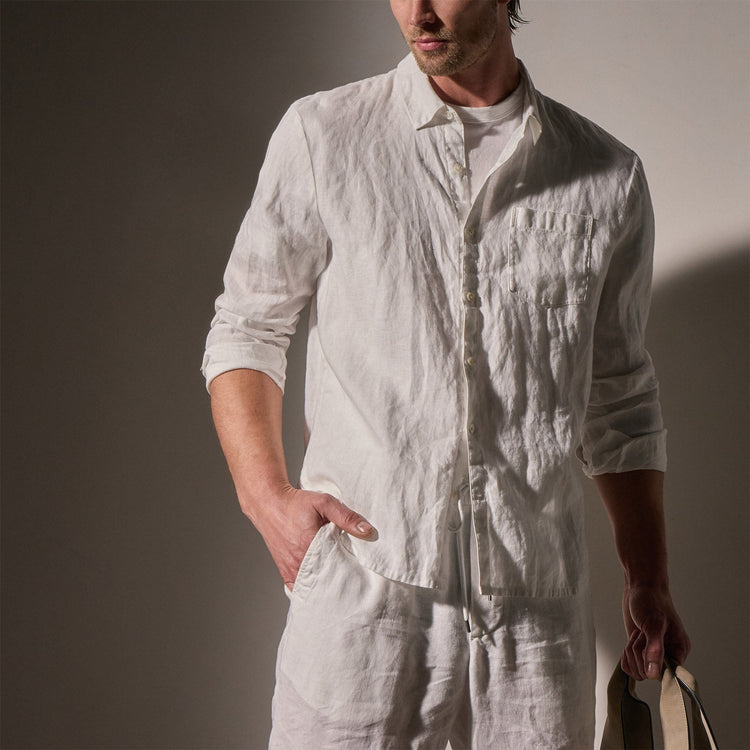 Lightweight Linen Shirt - White | James Perse Los Angeles