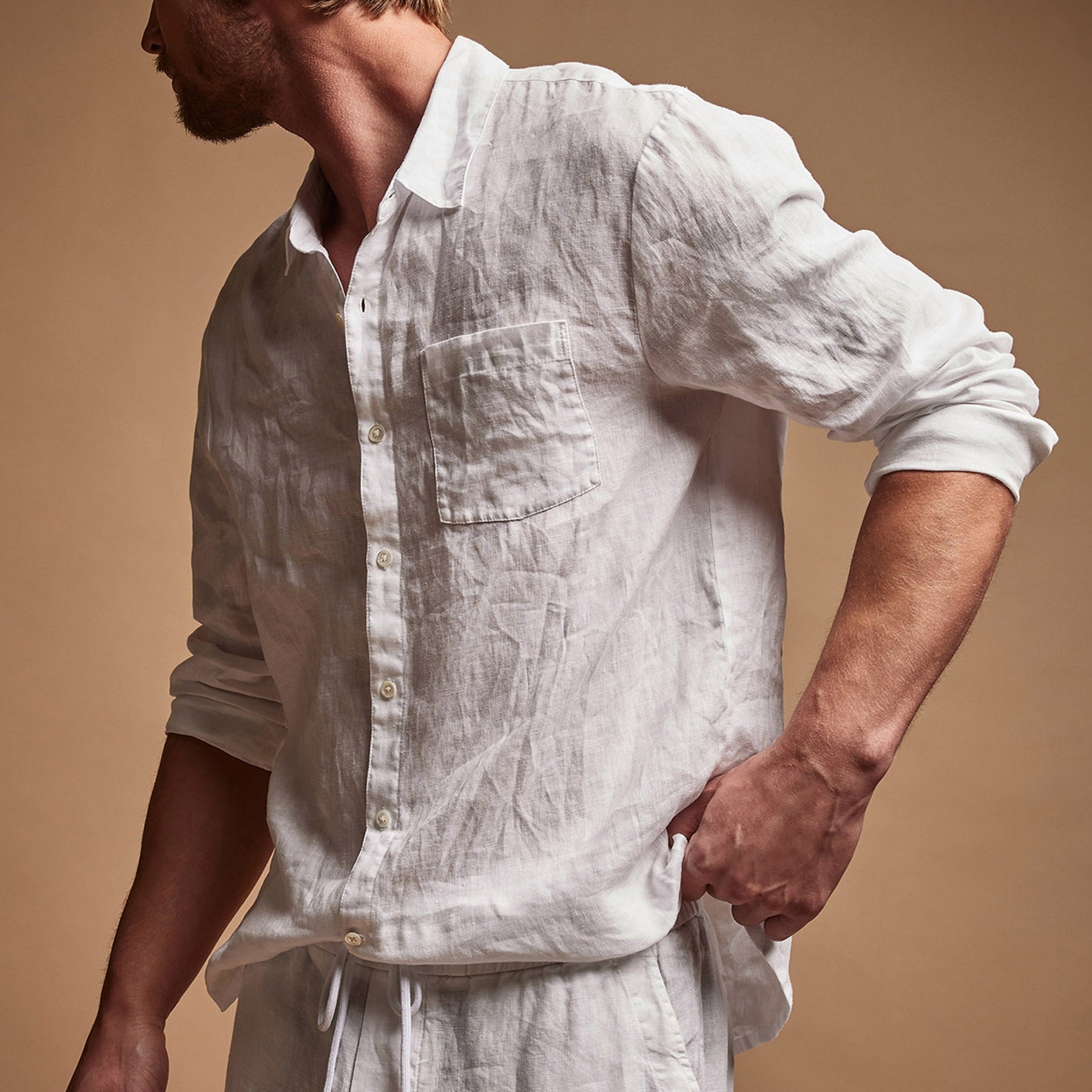 Lightweight Linen Shirt - White | James Perse Los Angeles