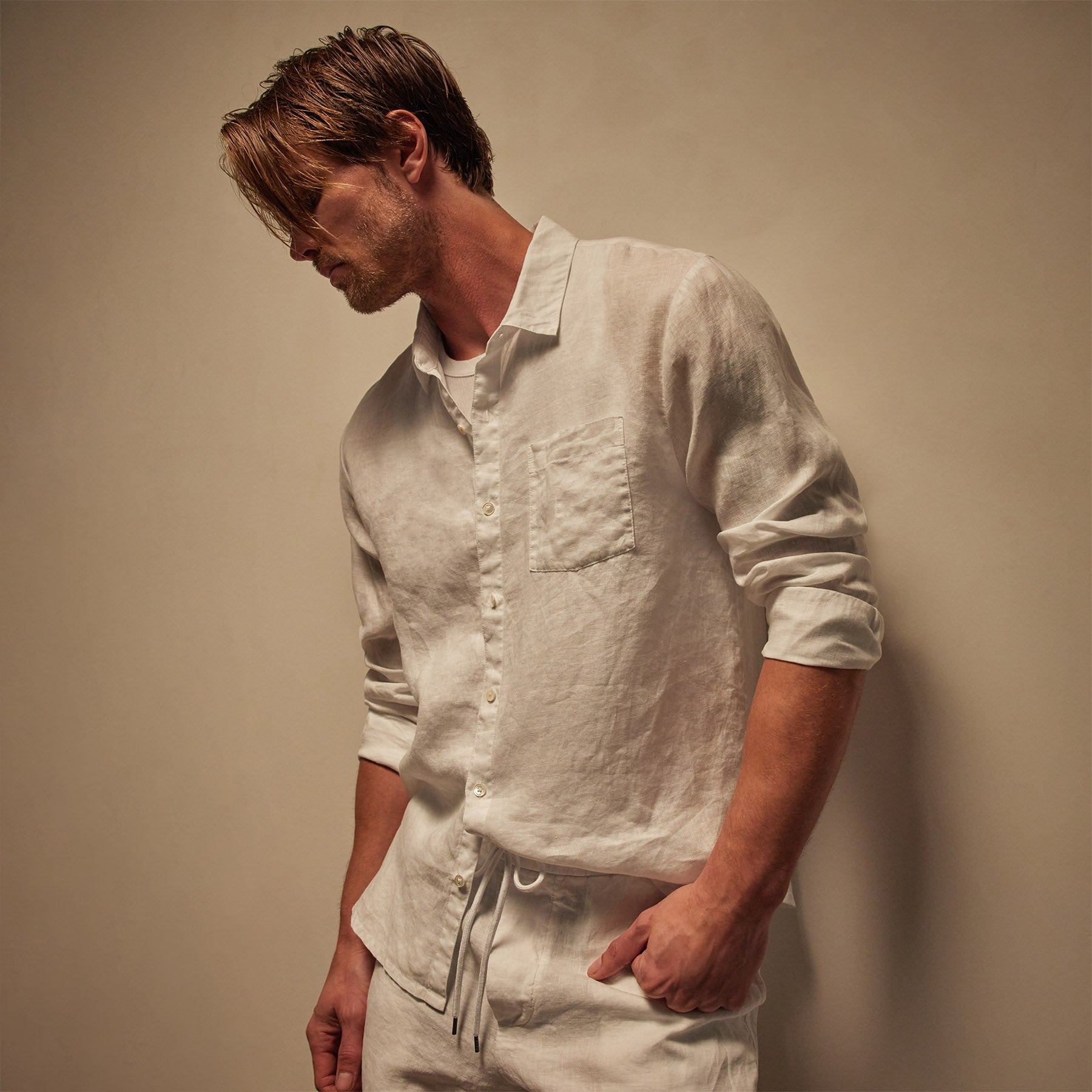 Lightweight Linen Shirt - White | James Perse Los Angeles