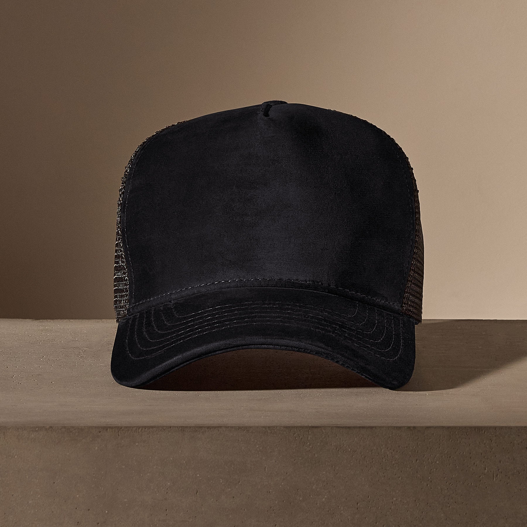 Suede Trucker Hat - Black | James Perse Los Angeles