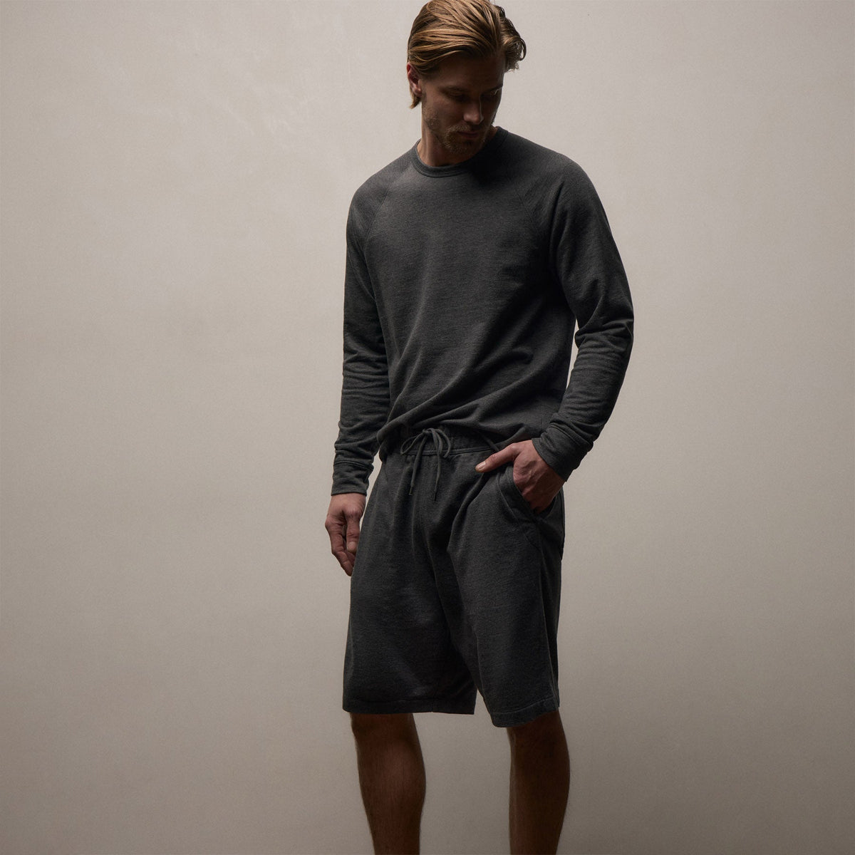 Fine French Terry Short - Heather Charcoal | James Perse Los Angeles