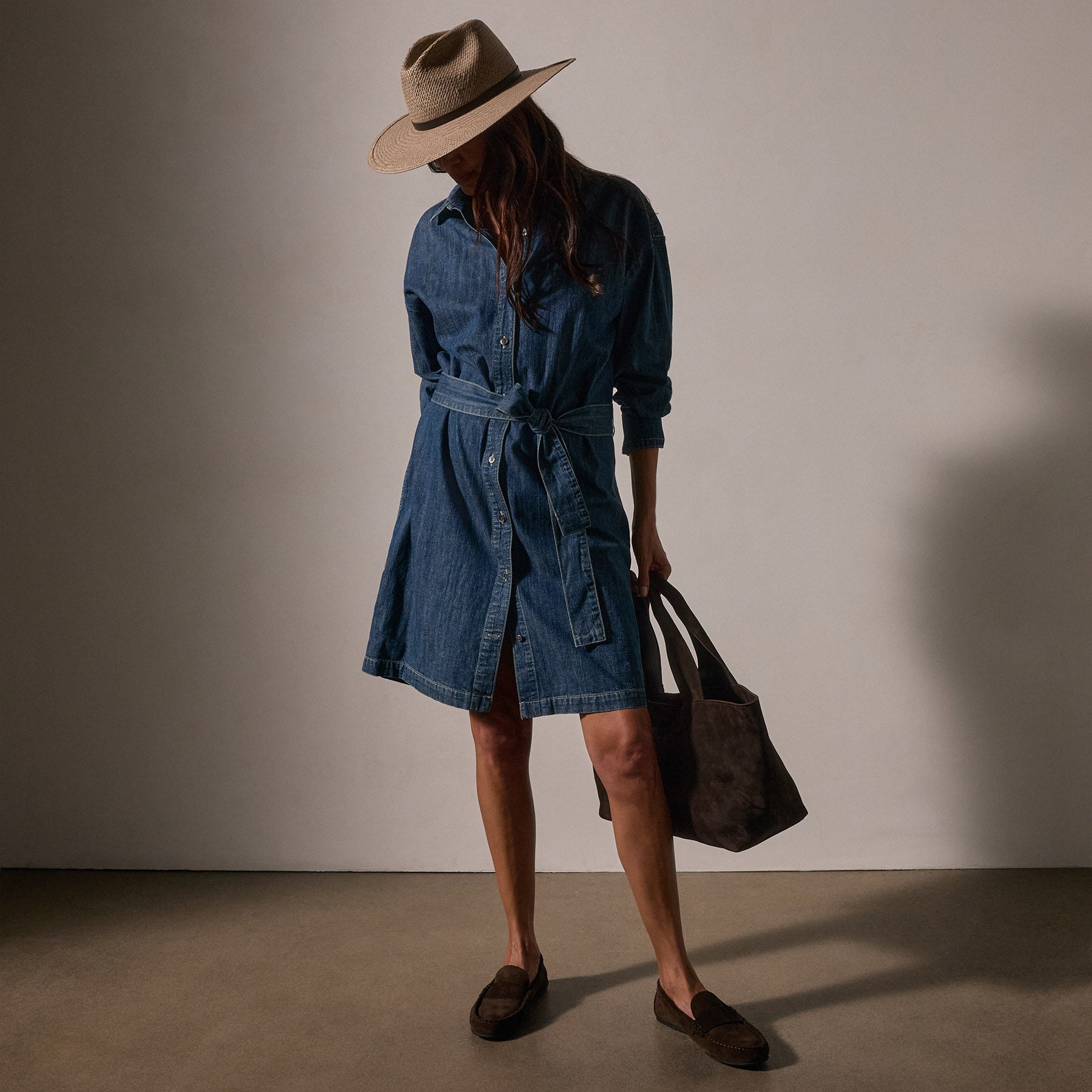 Denim Shirt Dress - Medium Wash | James Perse Los Angeles
