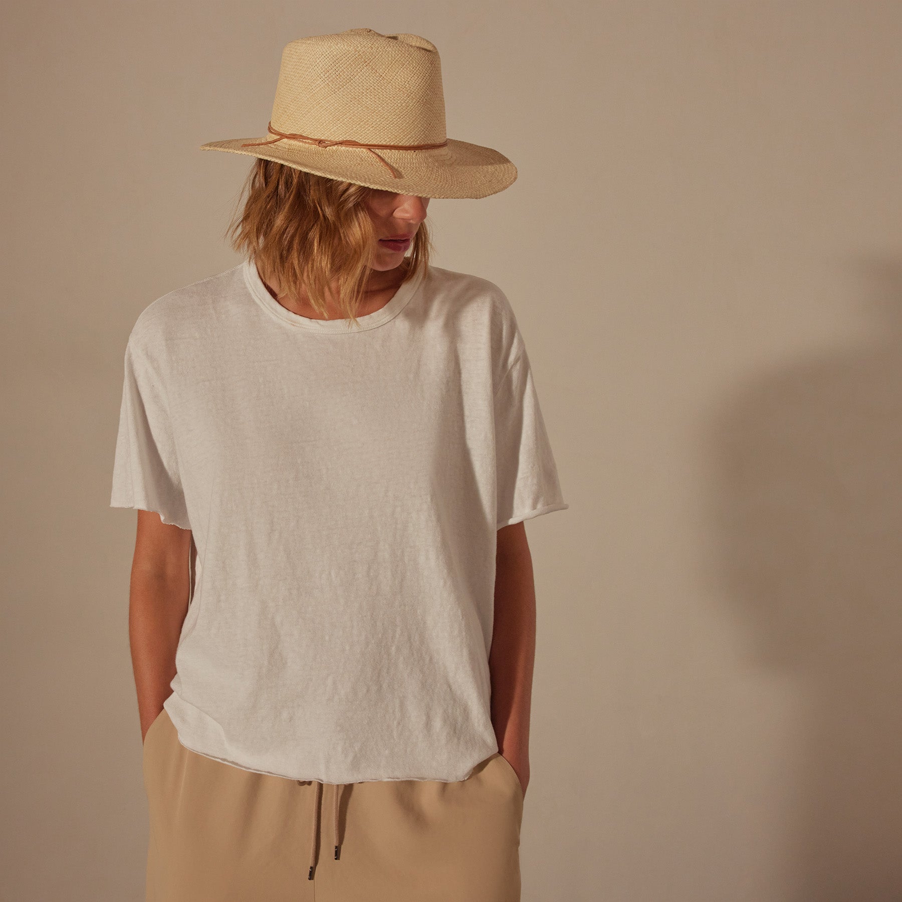 Pier Hat - Ivory/Tan | James Perse Los Angeles