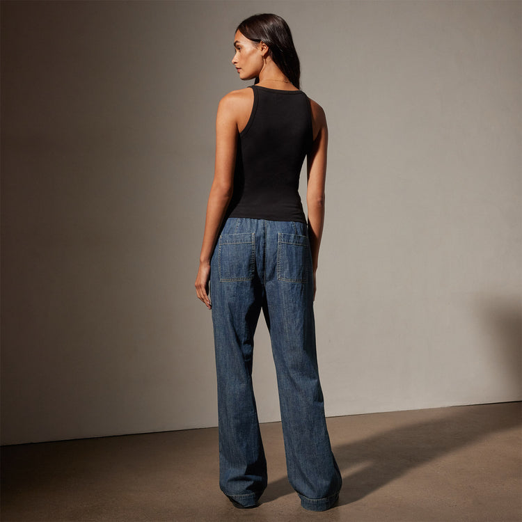 Ribbed High Neck Cami - Black | James Perse Los Angeles