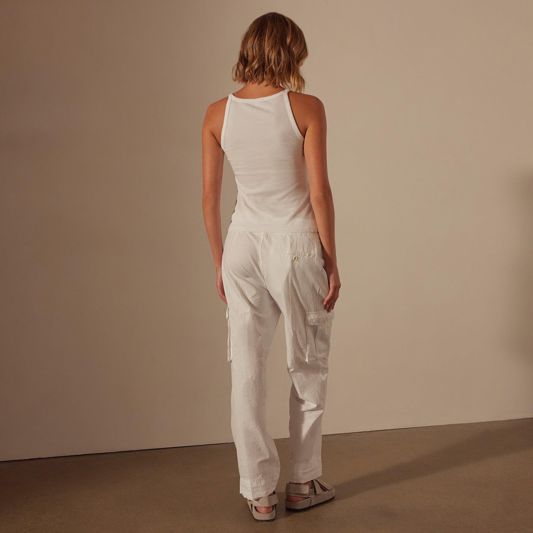 Ribbed High Neck Cami - White | James Perse Los Angeles