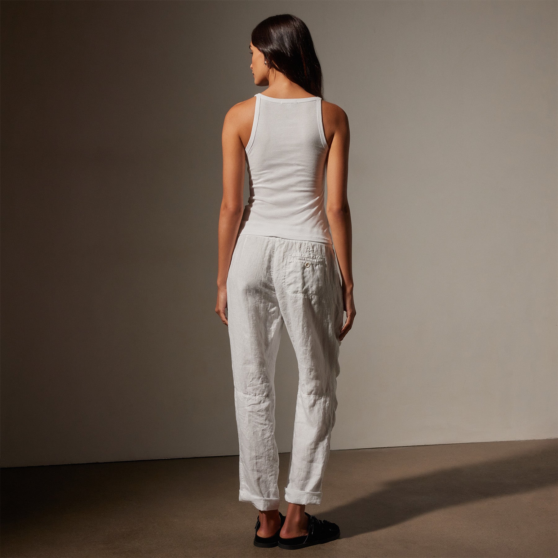 Ribbed High Neck Cami - White | James Perse Los Angeles