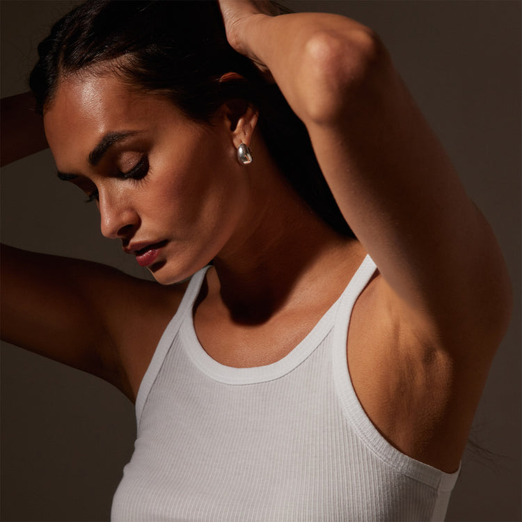 Ribbed High Neck Cami - White | James Perse Los Angeles