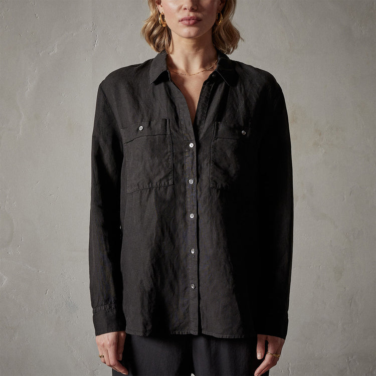 El Matador Linen Shirt - Black | James Perse Los Angeles