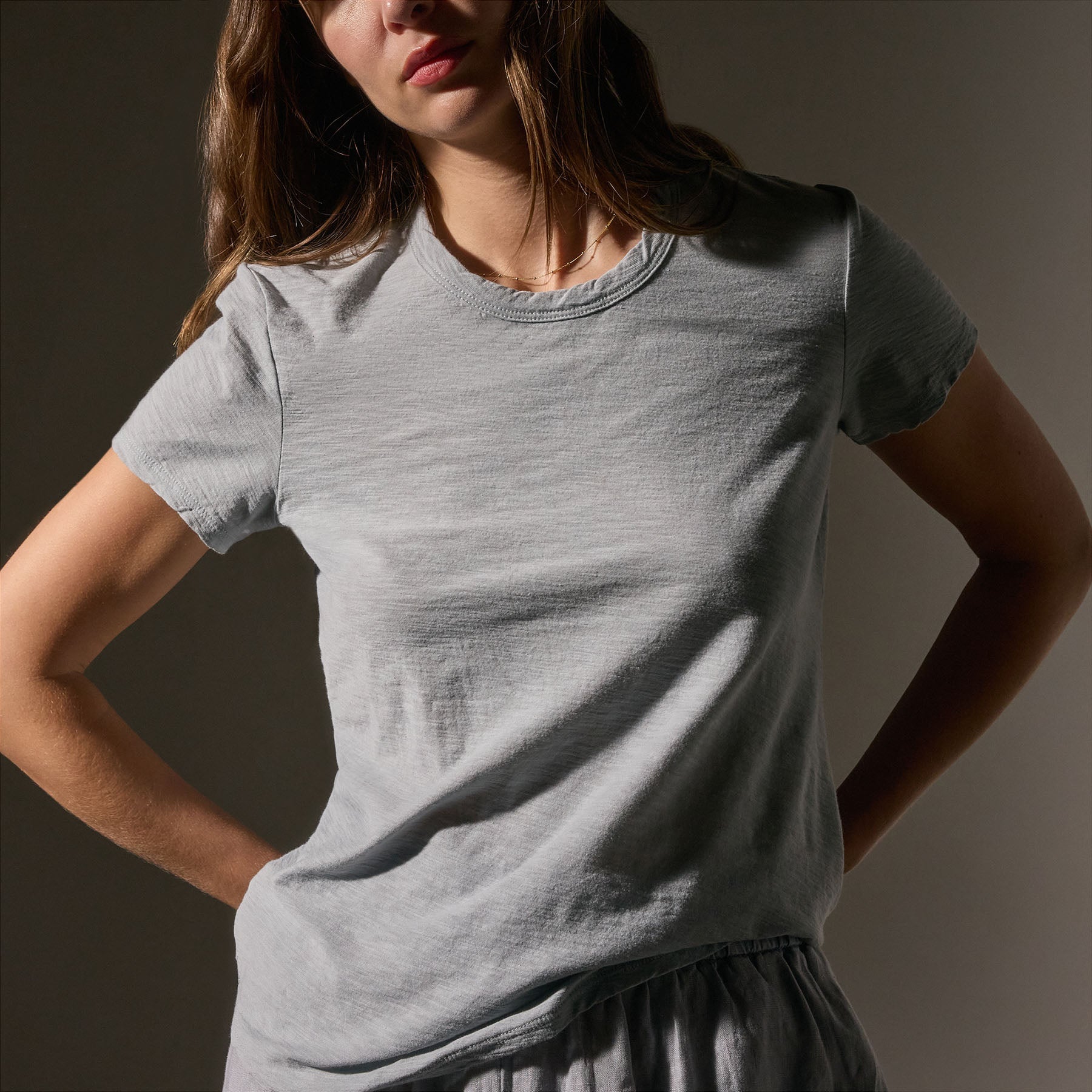 Sheer Slub Crew Neck Tee - Grey Sky | James Perse Los Angeles