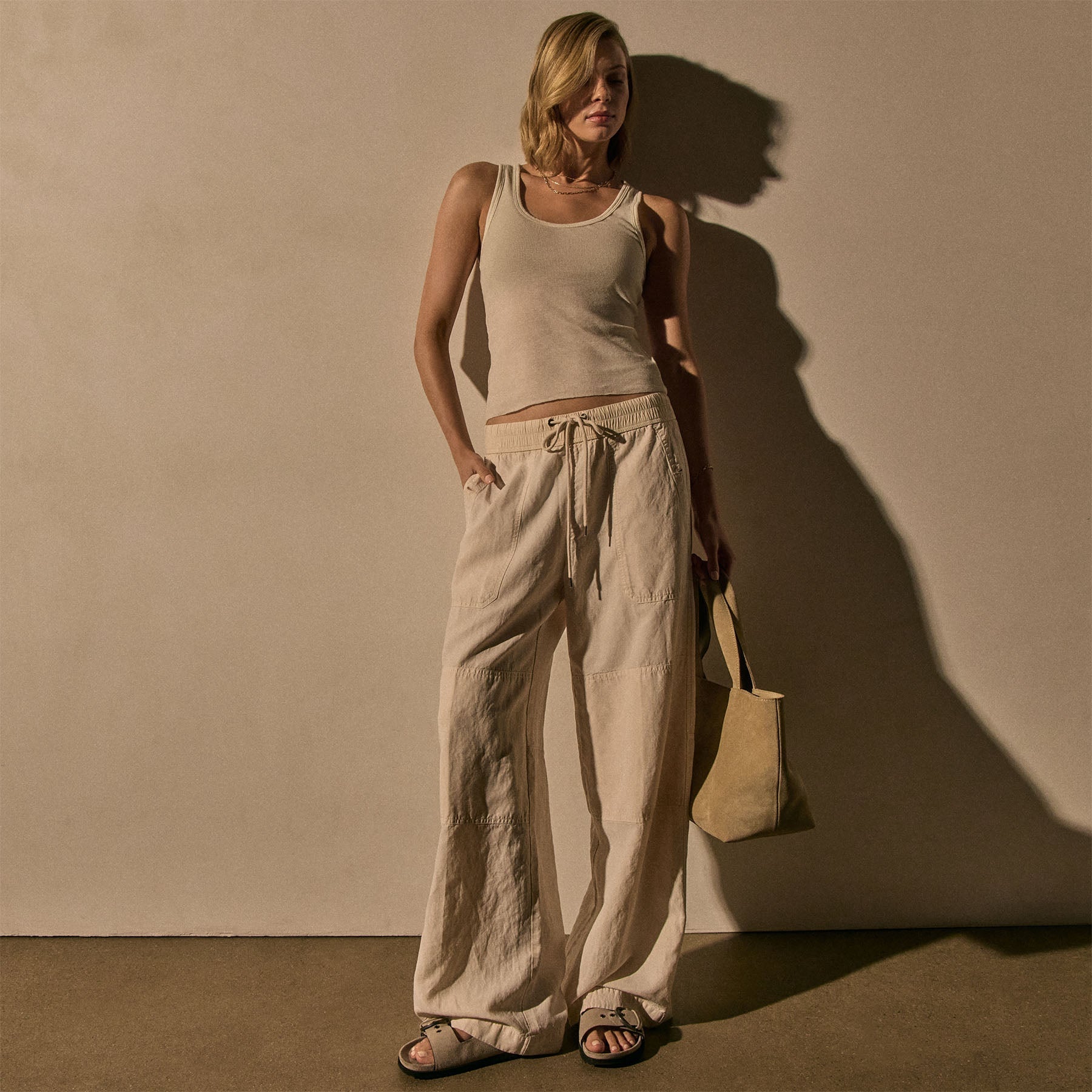 Cashmere Rib Tank - Ivory | James Perse Los Angeles