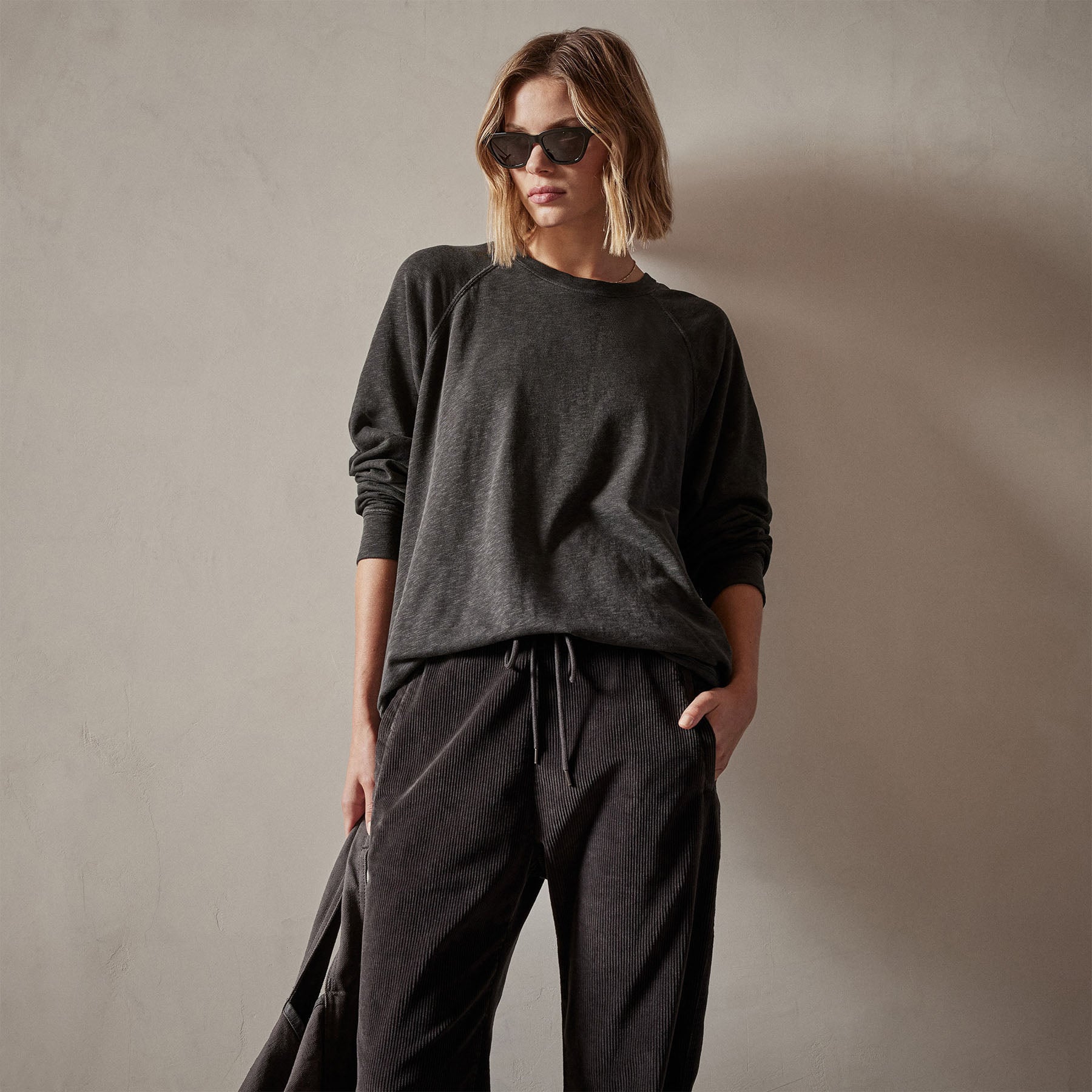 Vintage French Terry Relaxed Sweatshirt - Carbon Pigment | James Perse ...