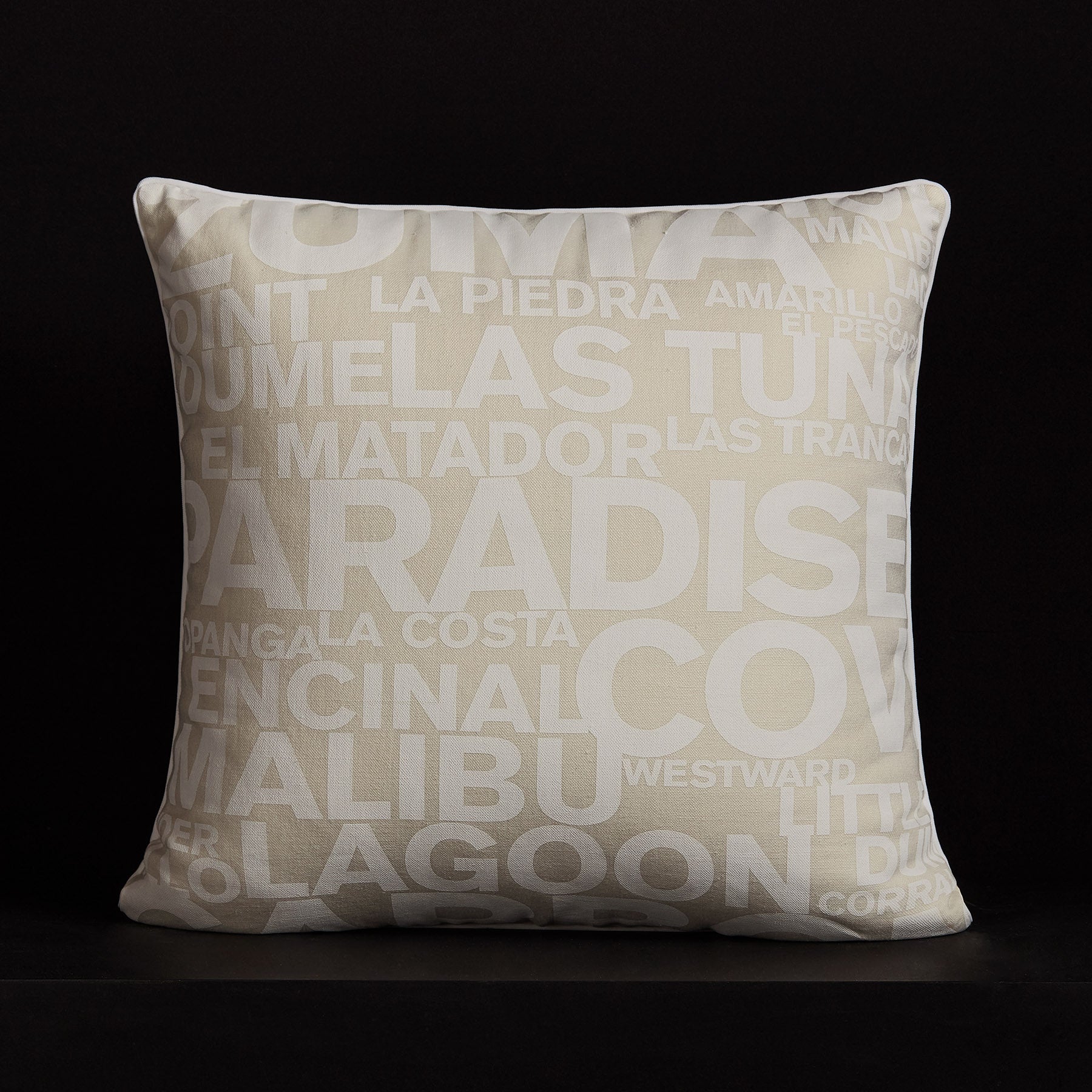 Zuma Beach Throw Pillow With Piping - Oyster | James Perse Los Angeles